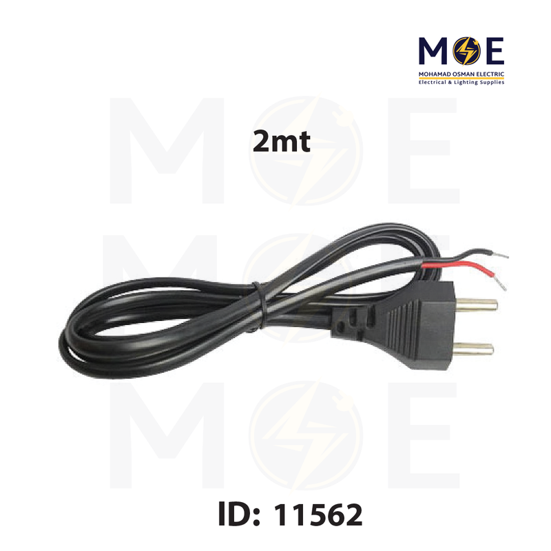 Flat 2Pin Power Cord With Open Ended Cable 2.5A 2mt – MOElectric