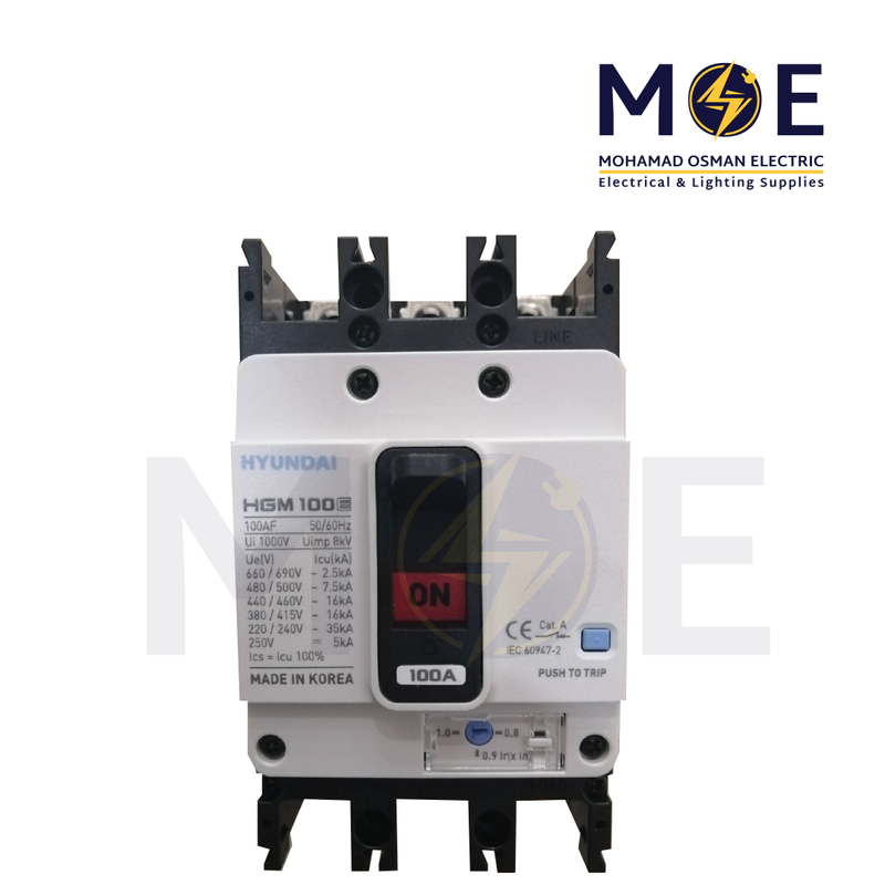 Hyundai Miniature Circuit Breaker | MCB HGM100E-F 35KA 3P 100A Fix ...