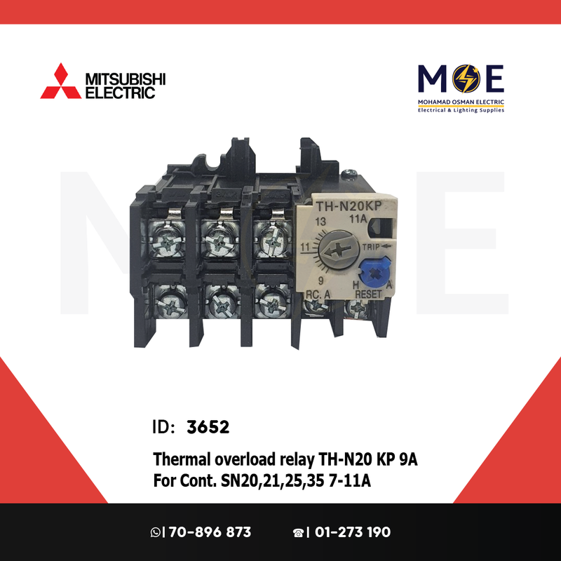Mitsubishi Thermal Overload Relay TH-N20 KP 9A For Contactor SN20/21/25 ...