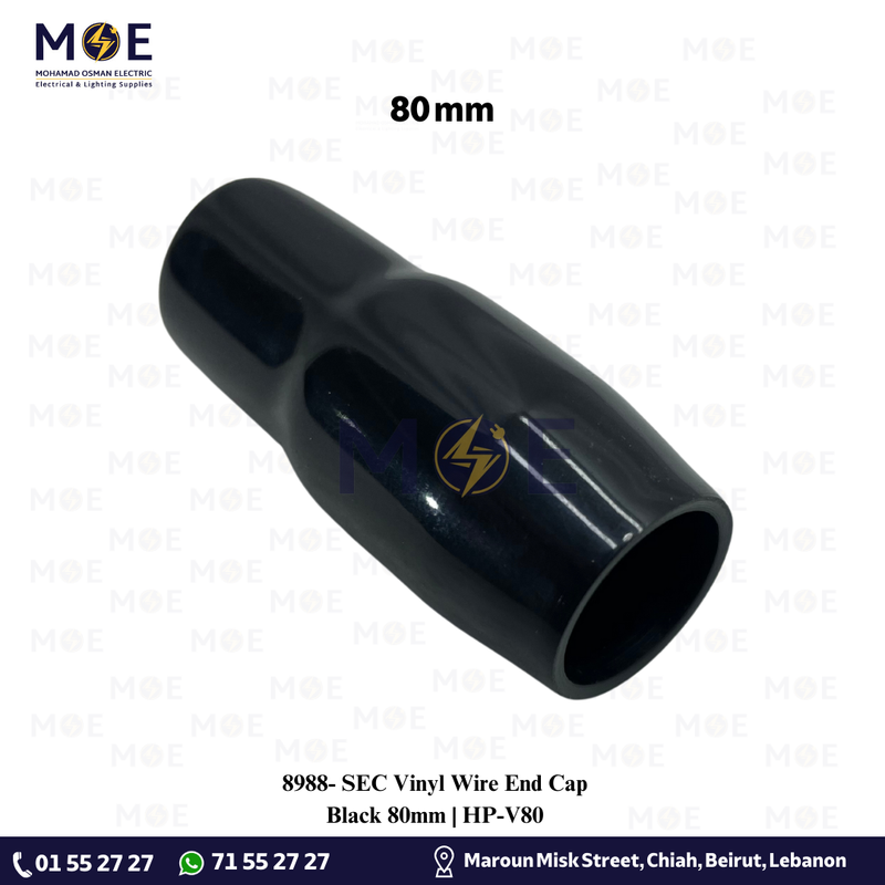 SEC Vinyl Wire End Cap Black 80mm | HP-V80 – MOElectric