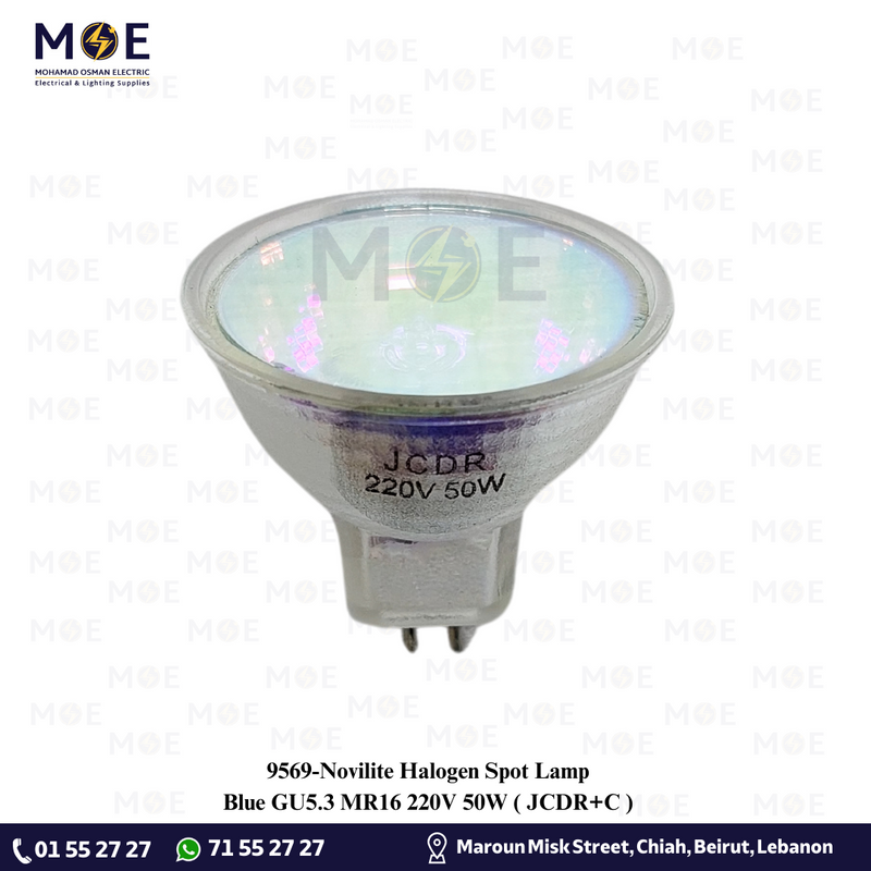Novilite Halogen Spot Lamp Blue GU5.3 MR16 220V 50W | JCDR+C – MOElectric